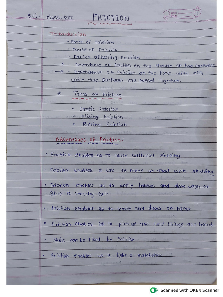 Friction Class 8th | PDF