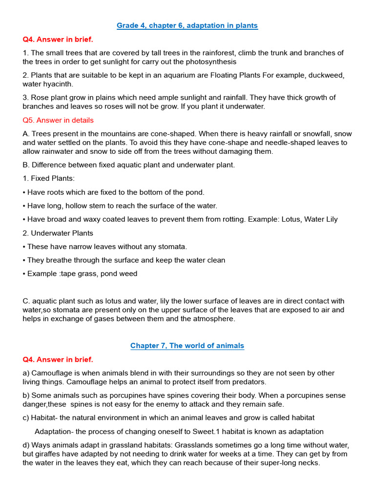 Grade 4 Science Chapter 6 and 7 | PDF