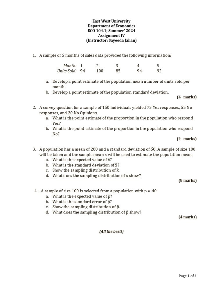 ECO 104 Summer 2024 Assignment | PDF