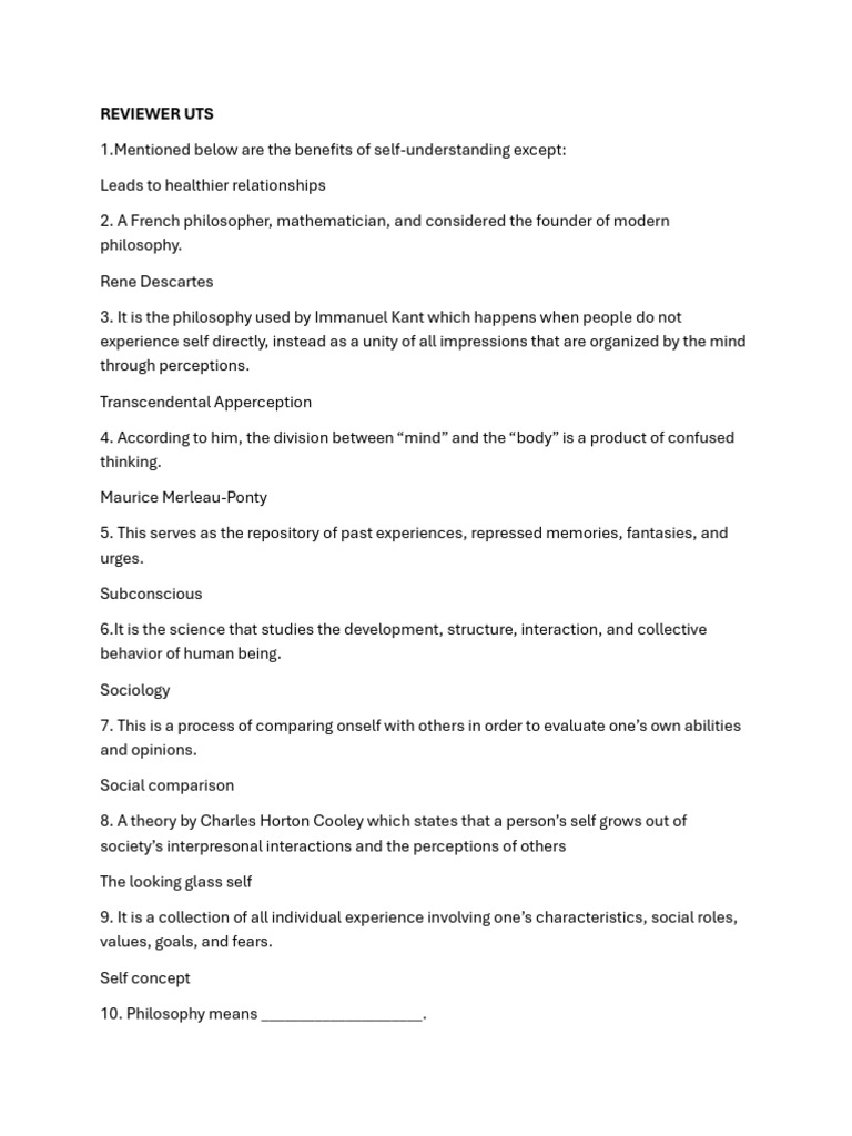 Uts Pre Lims Reviewer | PDF