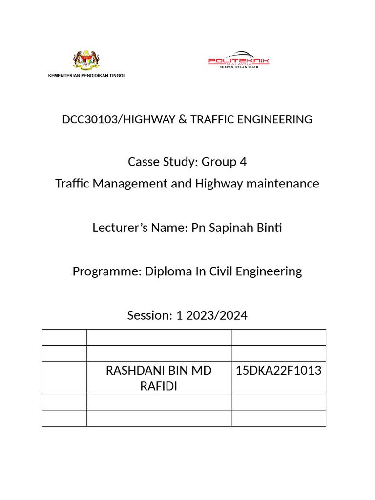 Case Study Highway Engineering | PDF