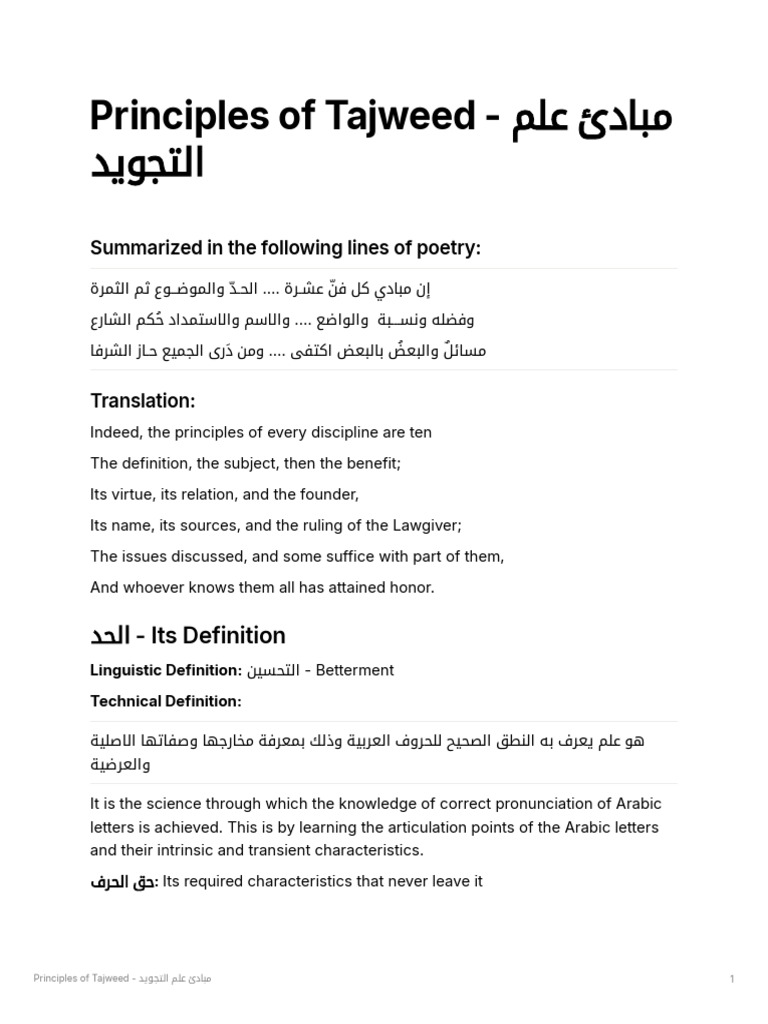 Principles of Tajweed | PDF