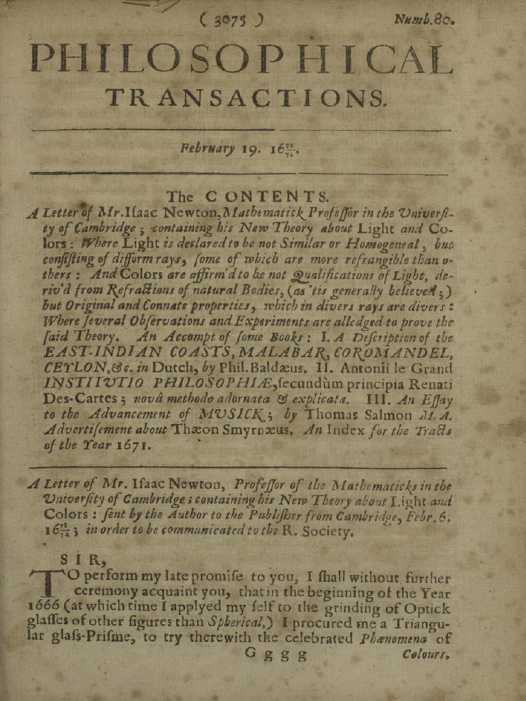 Newton 1997 A Letter of MR Isaac Newton Professor of The Mathematicks ...