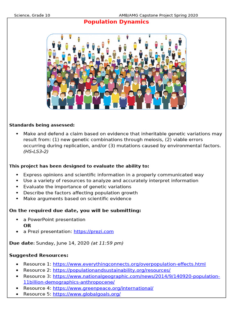 G10 Capstone Project - Population Dynamics | PDF