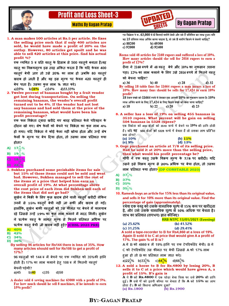 Profit and Loss Sheet-3 - 422368 - Crwill | PDF