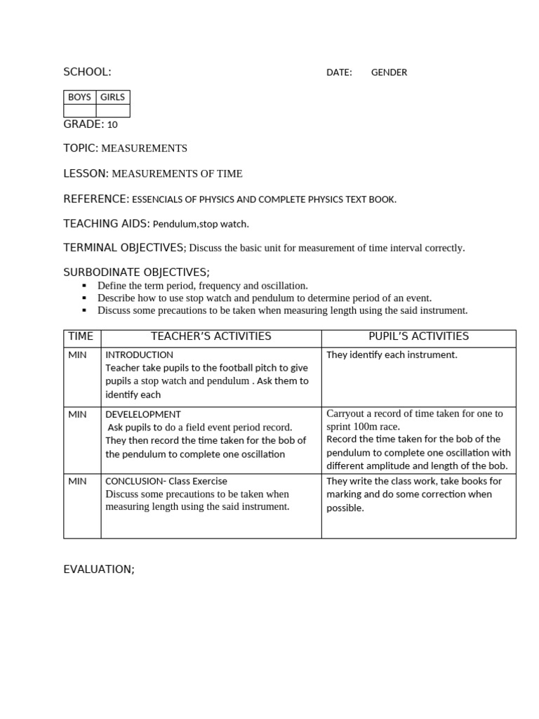 Grade 10 Physics Measurements - Measurements of Time Editable Lesson ...