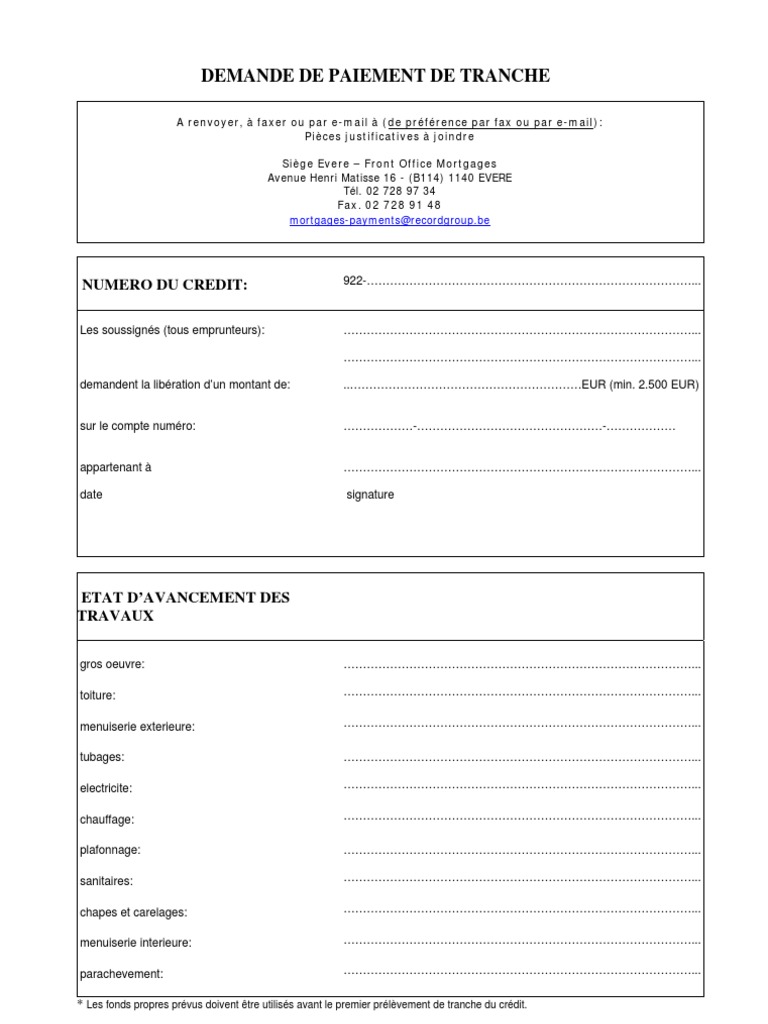 Paiement Tranche | PDF