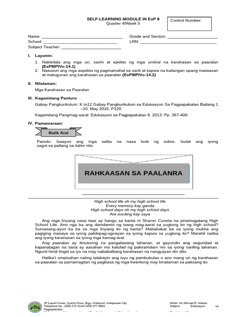 Week5 SSLM Esp G8 4Q | PDF