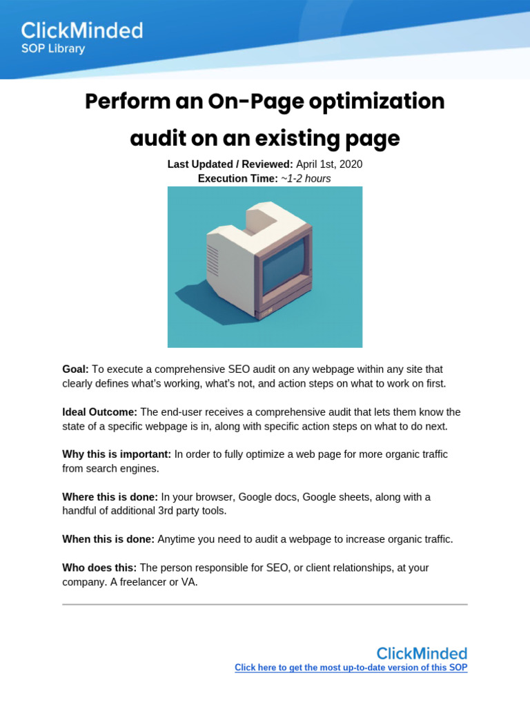 SOP 002 - Perform An On-Page Optimization Audit On An Existing Page | PDF