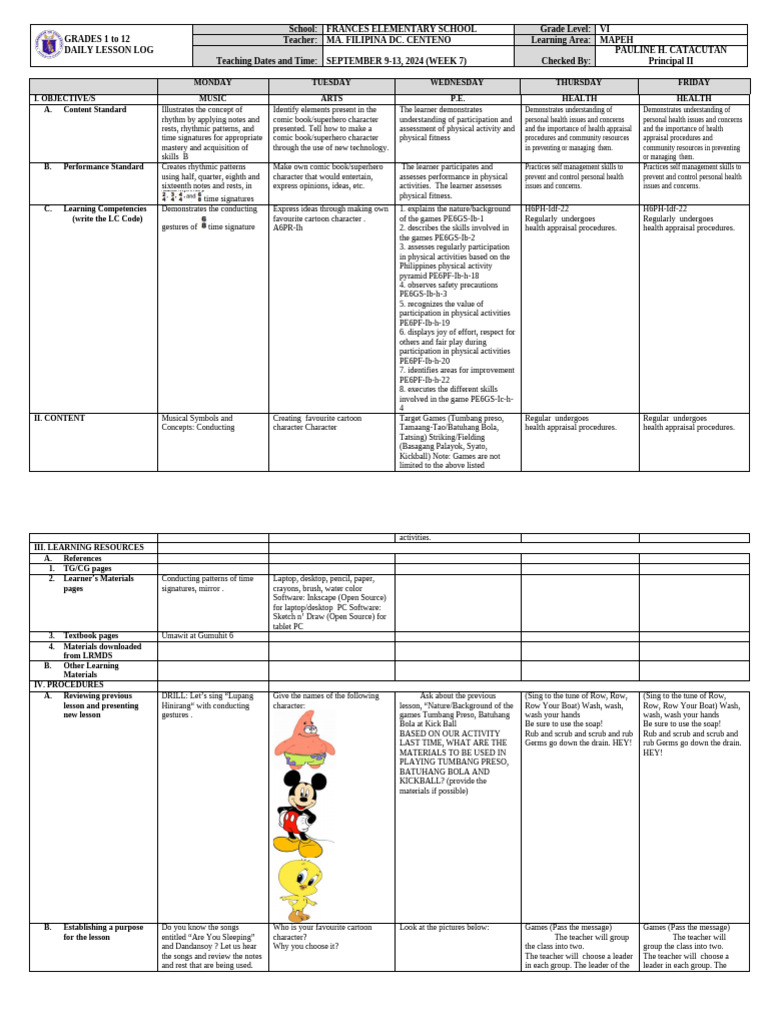 MAPEH DLL - WEEK 7 | PDF