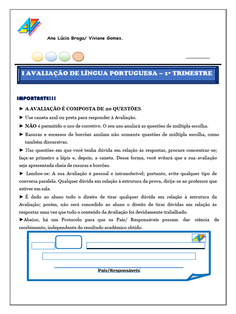 09 - 02 - 2024 - Gabarito - Av1 - Tri1 - 8ano - Língua Portuguesa | PDF