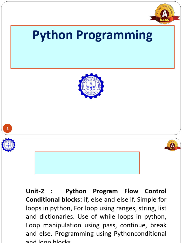 Unit-02 Conditional Statement Python DR KPJ | PDF