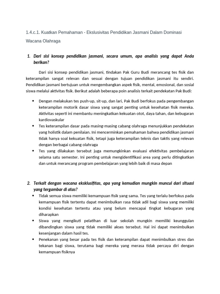 1.4.c.1. Kuatkan Pemahaman - Ekslusivitas Pendidikan Jasmani Dalam ...
