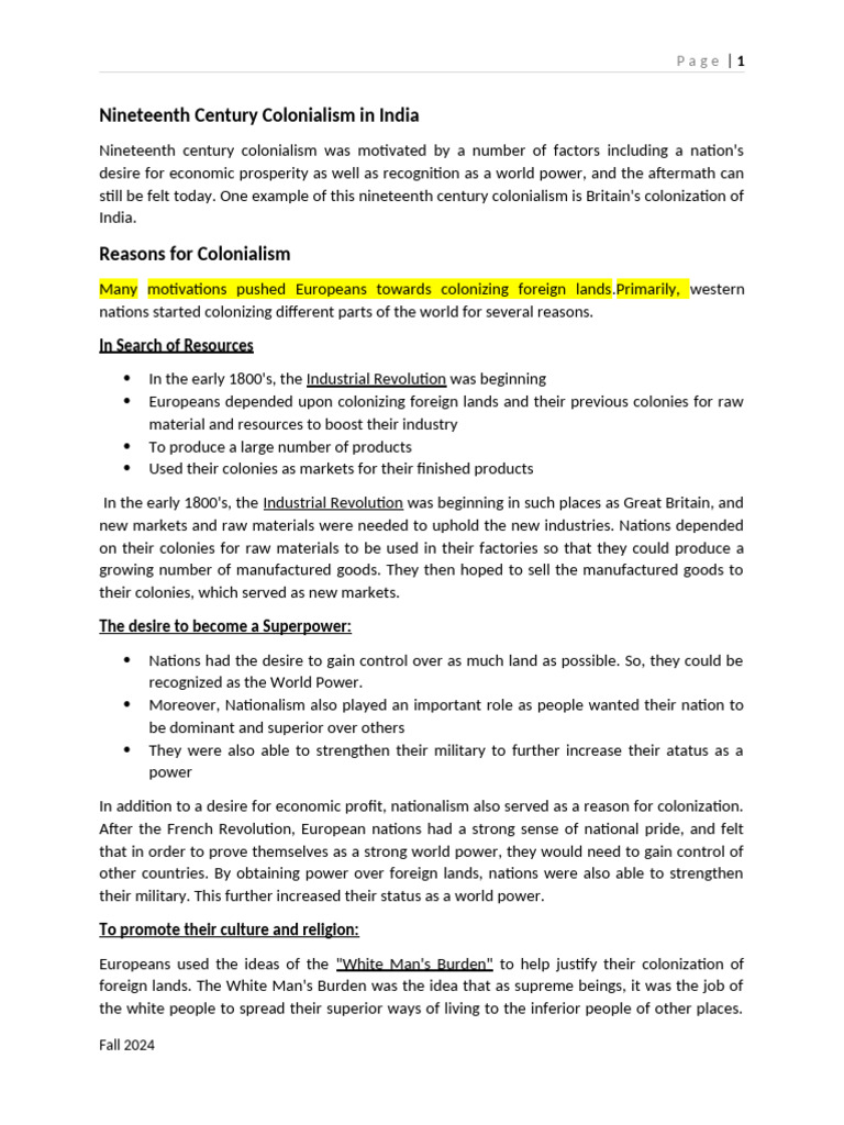 1 Colonialism | PDF