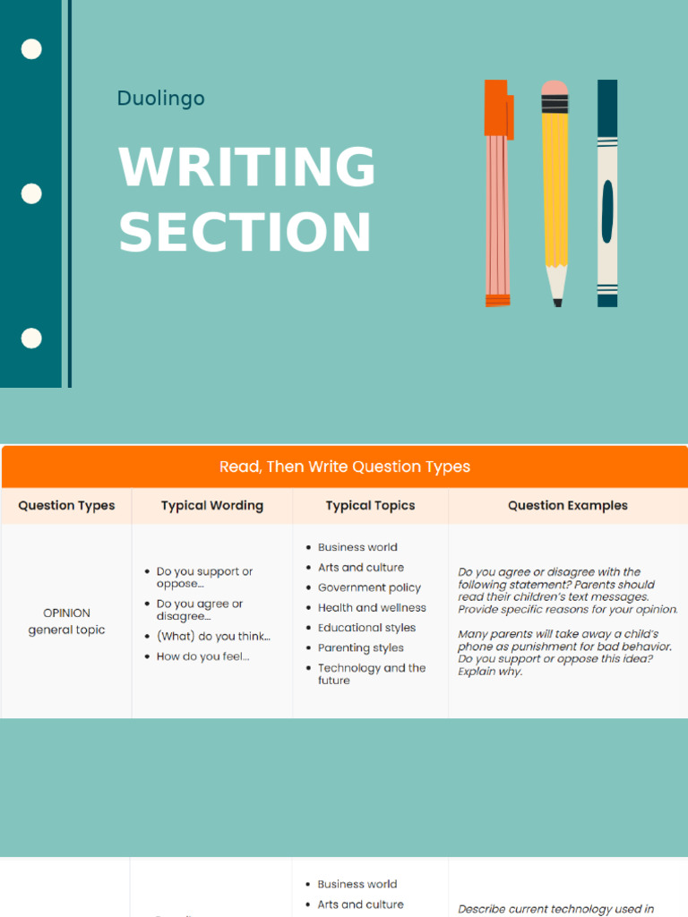 Duolingo Writing Section | PDF