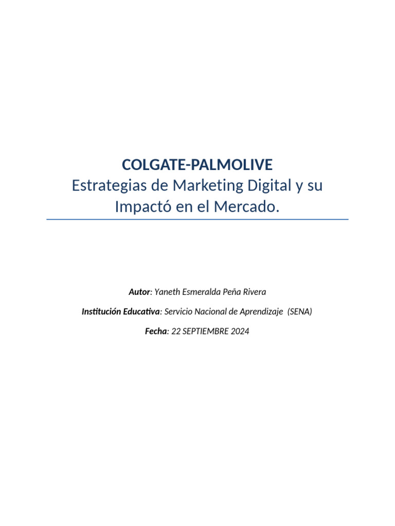 Estrategia Marquetin Digital COLGATE-PALMOLI-WPS Office | PDF