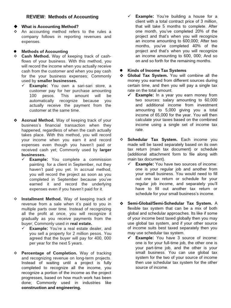 Accounting Methods and Tax Systems Explained | PDF | Taxes | Business