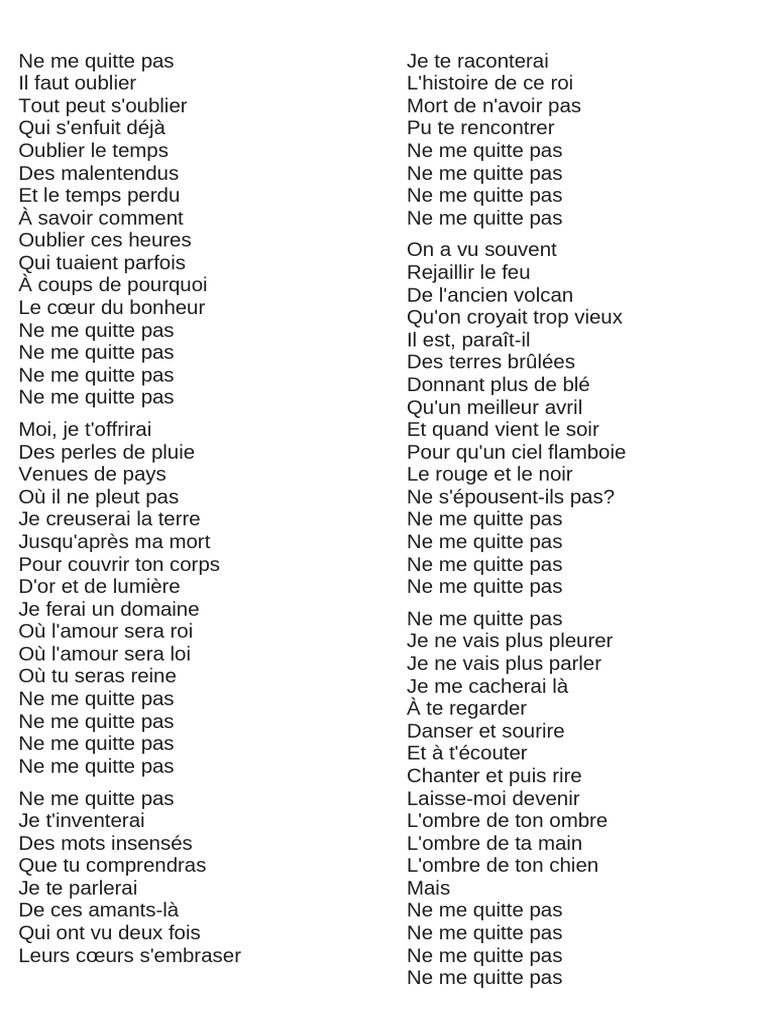 Ne Me Quitte Pas | PDF