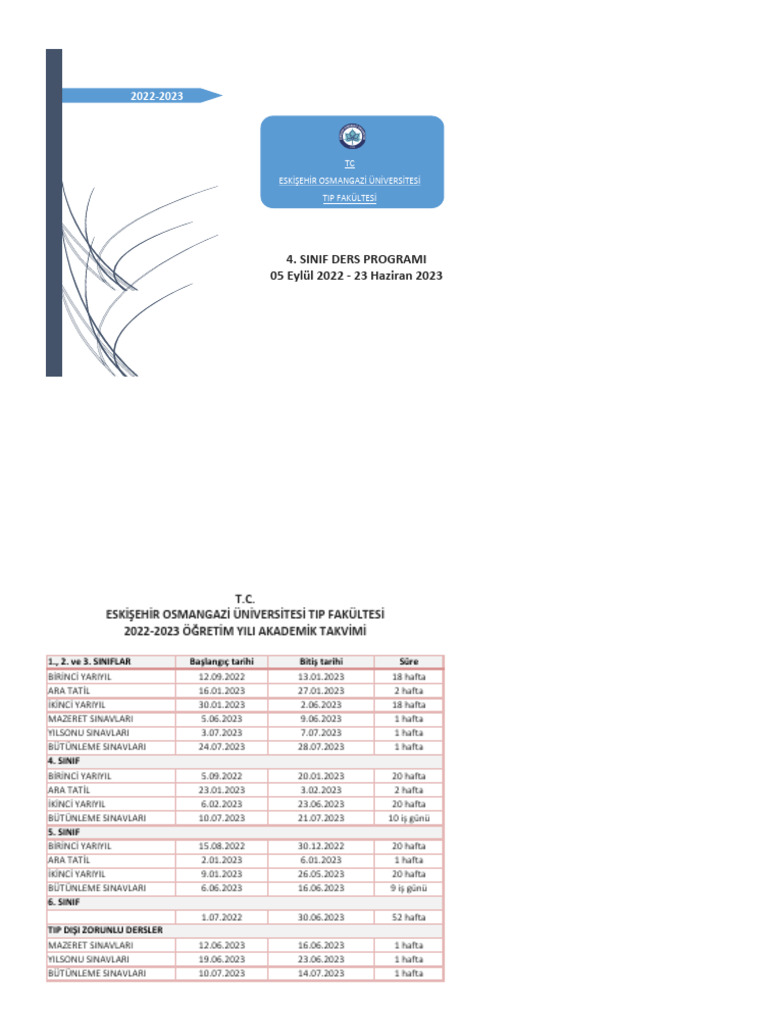 4.sinif Ders Programi 2022 2023 | PDF