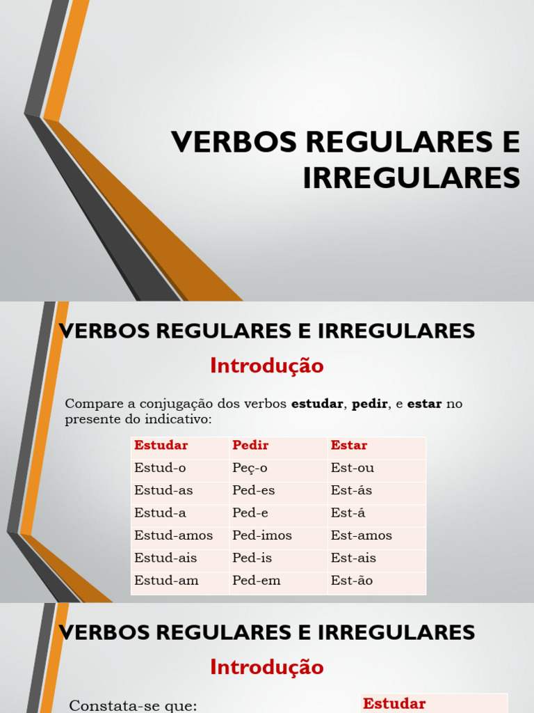 Verbos Regulares E Irregulares Eml Ib Pdf