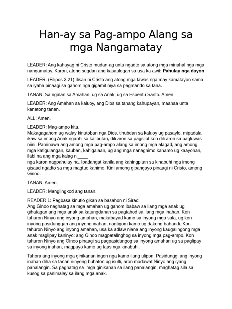 Pag Ampo Sa Mga Patay | PDF