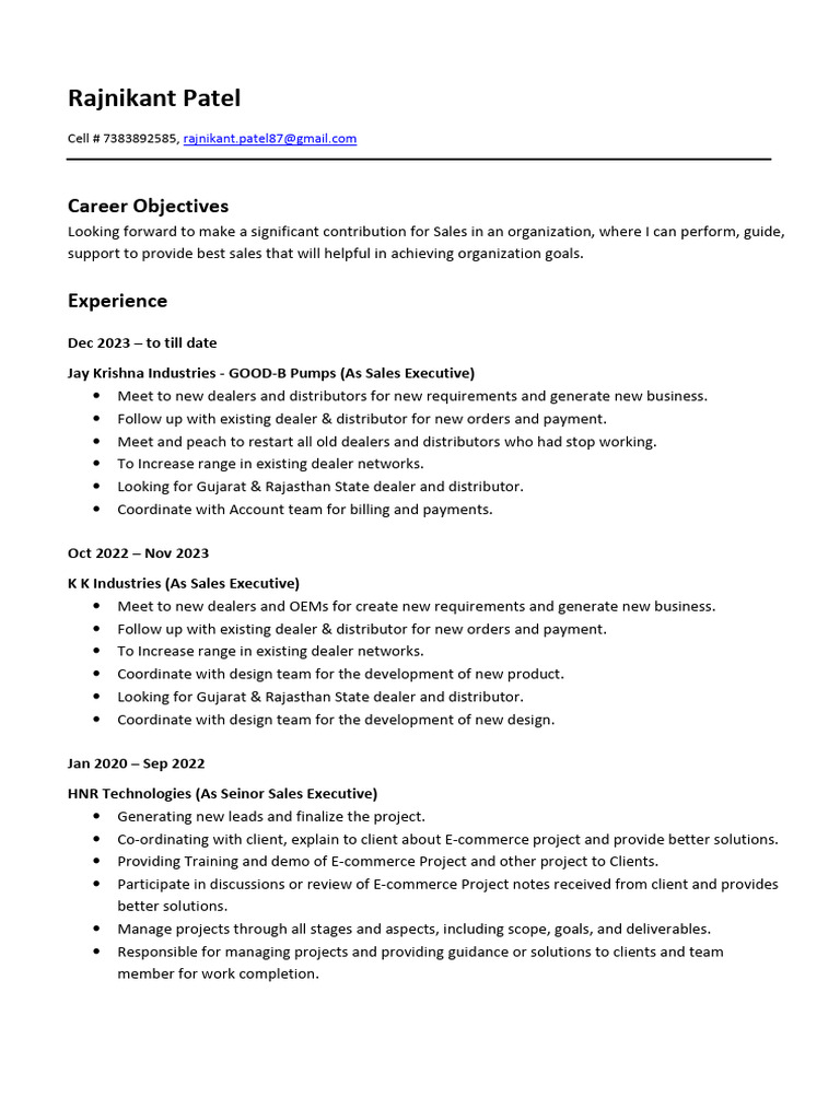 Resume_Rajnikant Patel | PDF