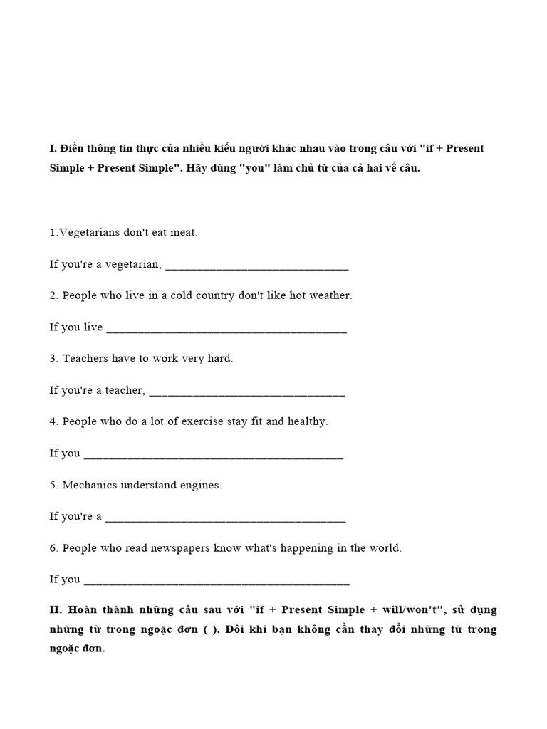 Bai Tap Ve Cau Dieu Kien Loai 1 | PDF