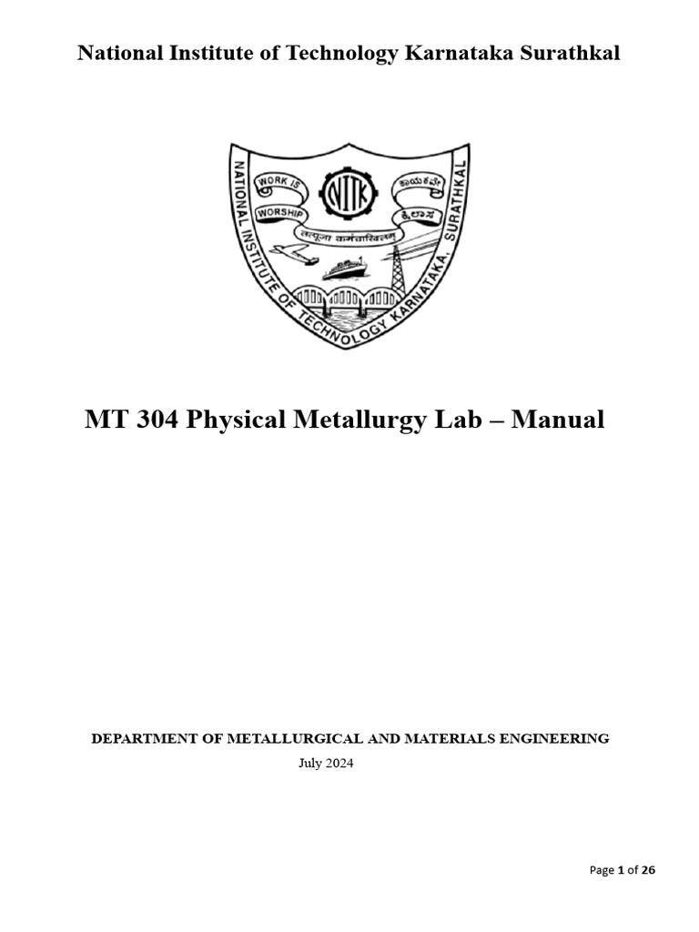 MT304 P M Lab - Mannual - July 2024 | PDF | Materials Science ...