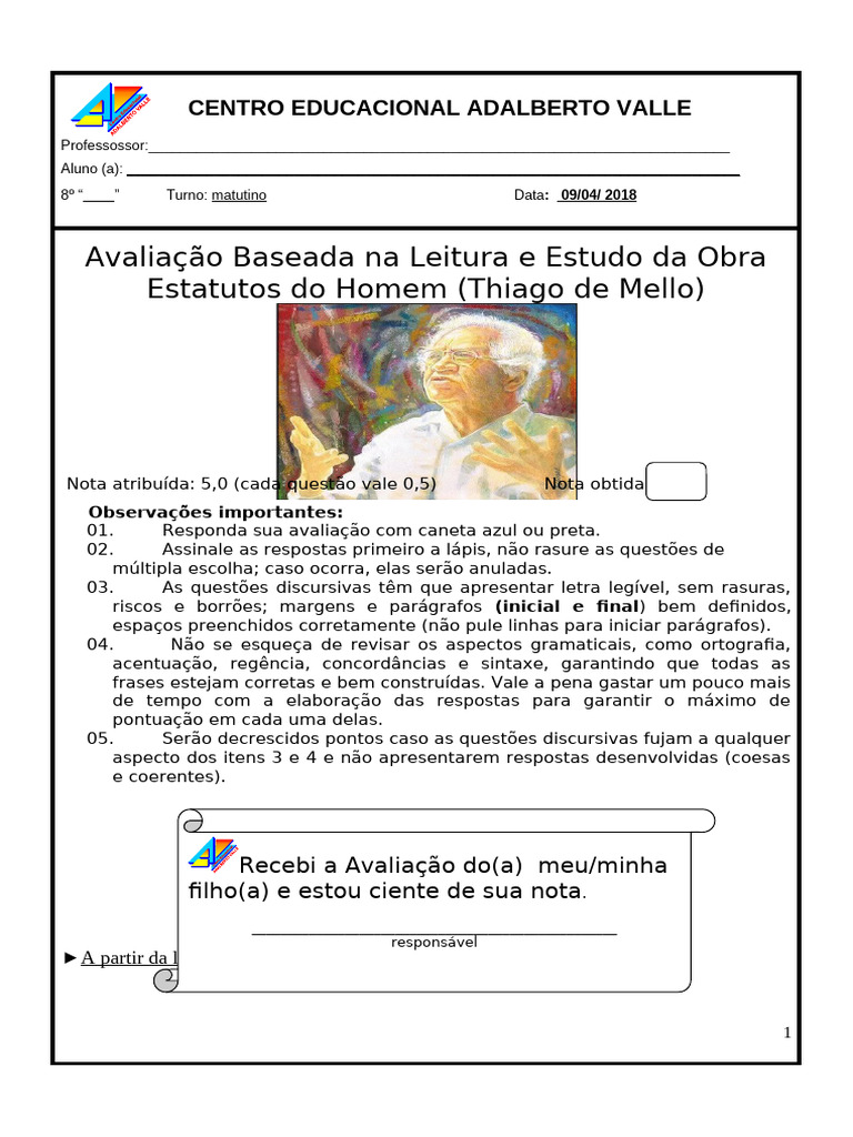 Ficha de Leitura Estatutos Do Homem Formatada Corrigida 28.04.18 | PDF