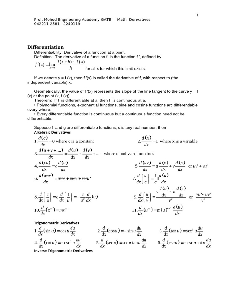 2019 Maths 02 Derivatives Question | PDF | Trigonometric Functions ...