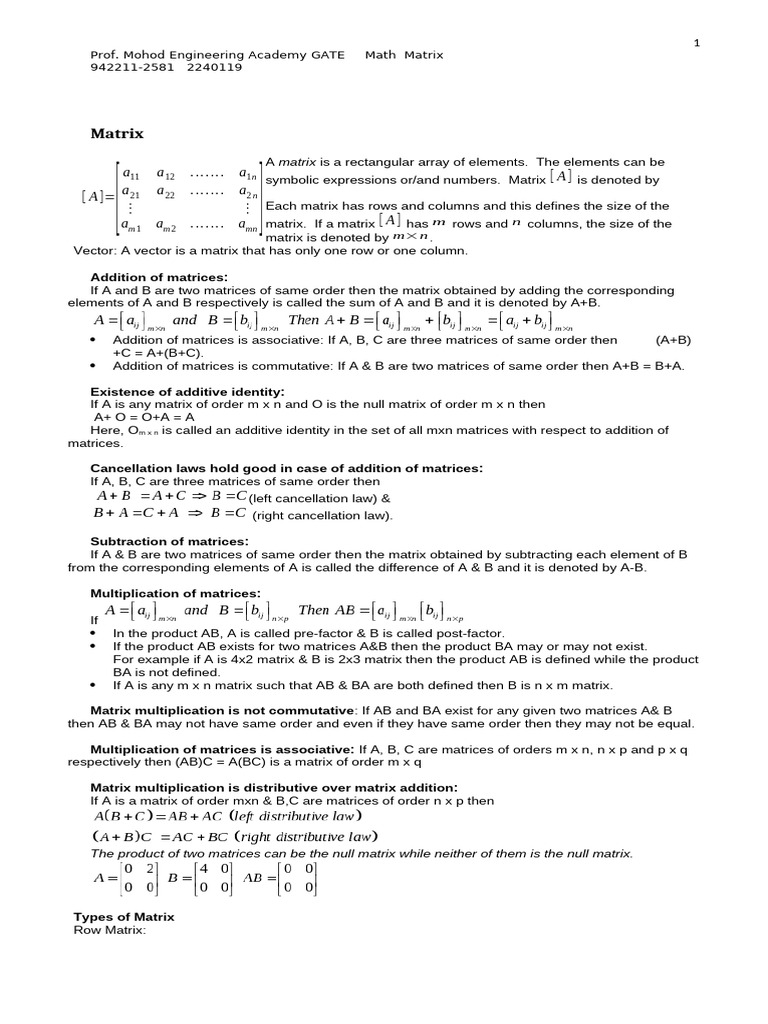 2019 Maths 06 Matrix Question | PDF