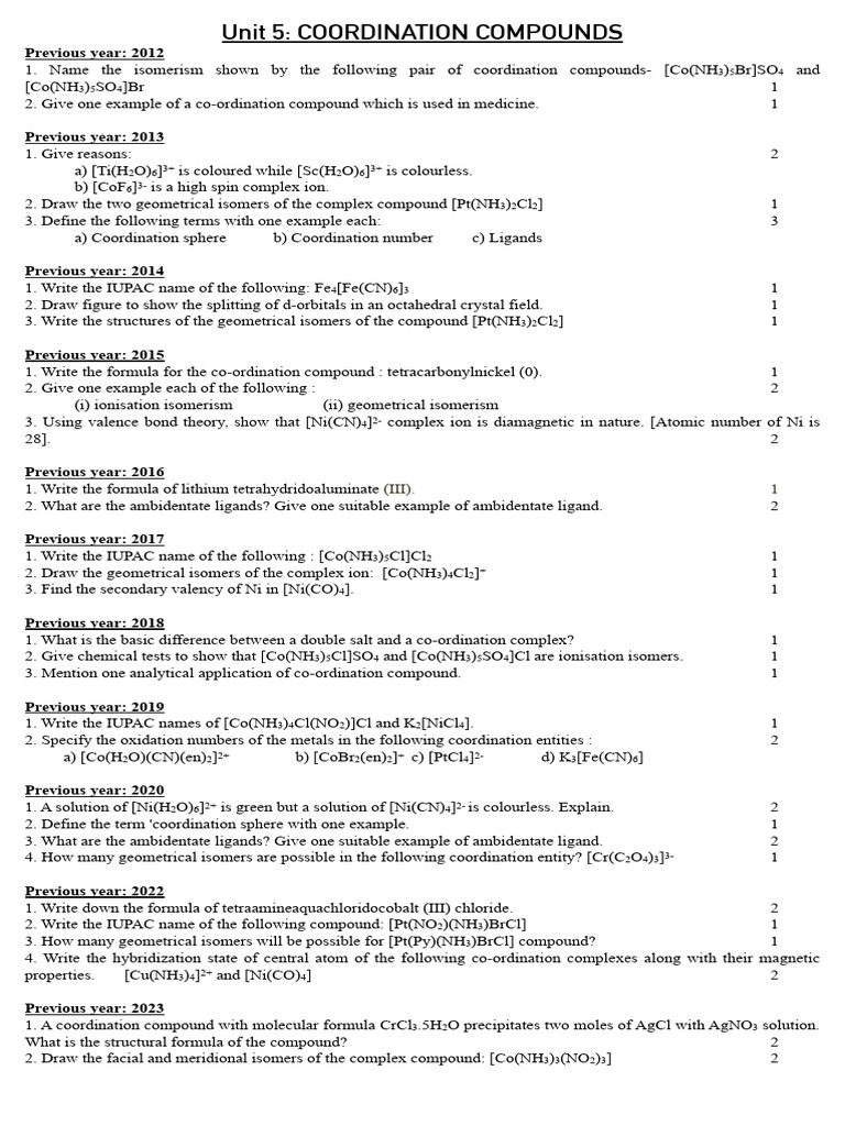 Coordination Compounds | PDF