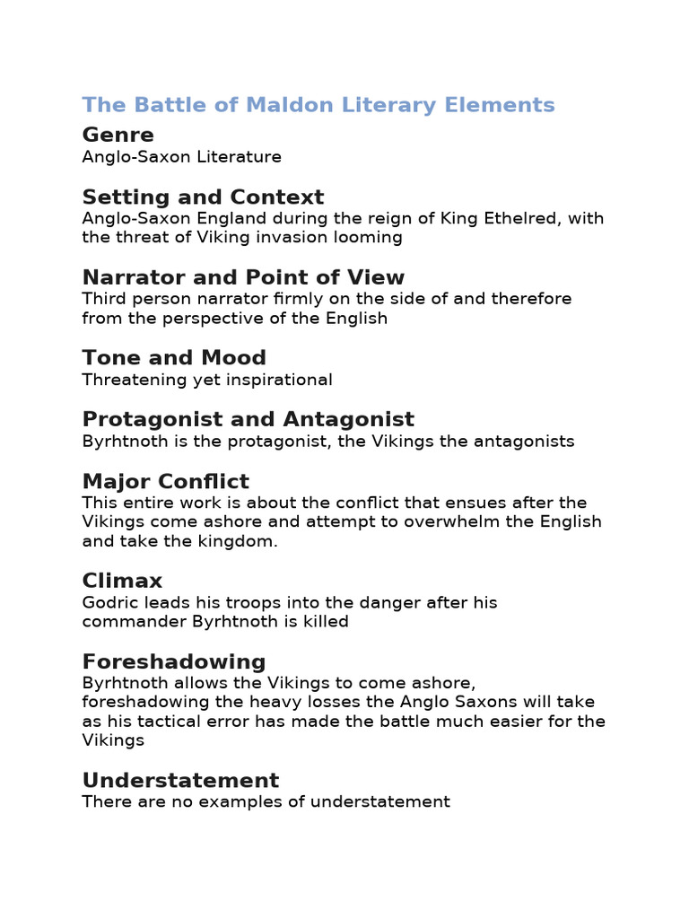 The Battle of Maldon Literary Elements | PDF