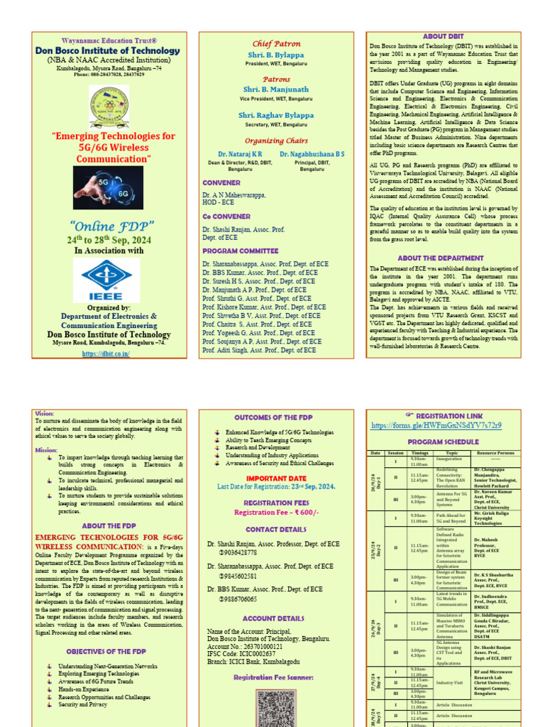 ONLINE FDP Brochure DBIT | PDF