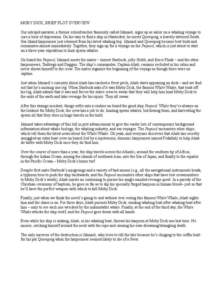Moby Dick Summary | PDF | Moby Dick | Ishmael (Moby Dick)