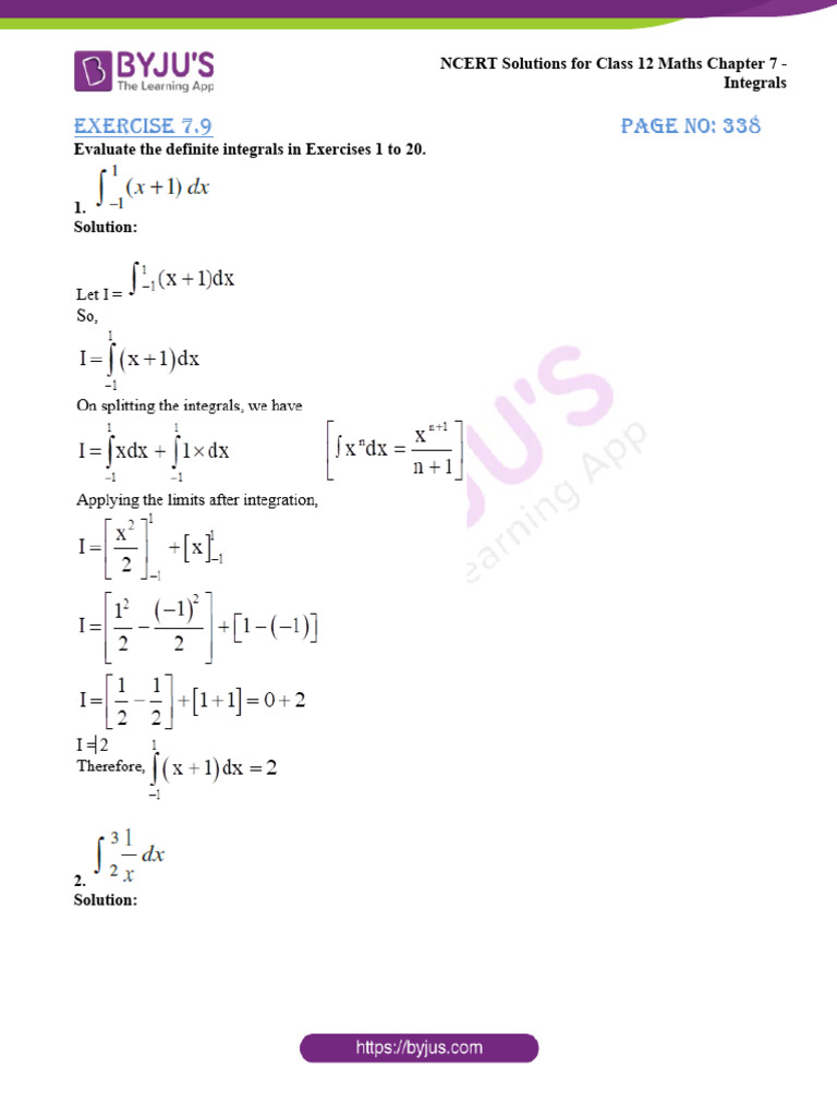 NCERT-Solutions-for-Class-12-Maths-Chapter-7-Integrals-Exercise-7-9 | PDF