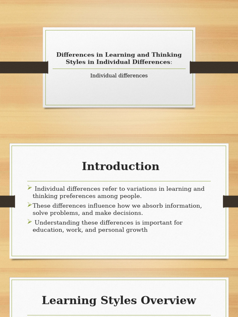 Learning & Thinking Styles Guide | PDF