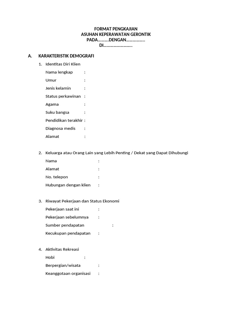 Format Pengkajian Gerontik | PDF