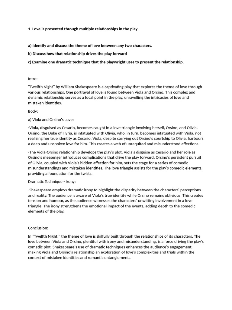 Love in Twelfth Night | PDF