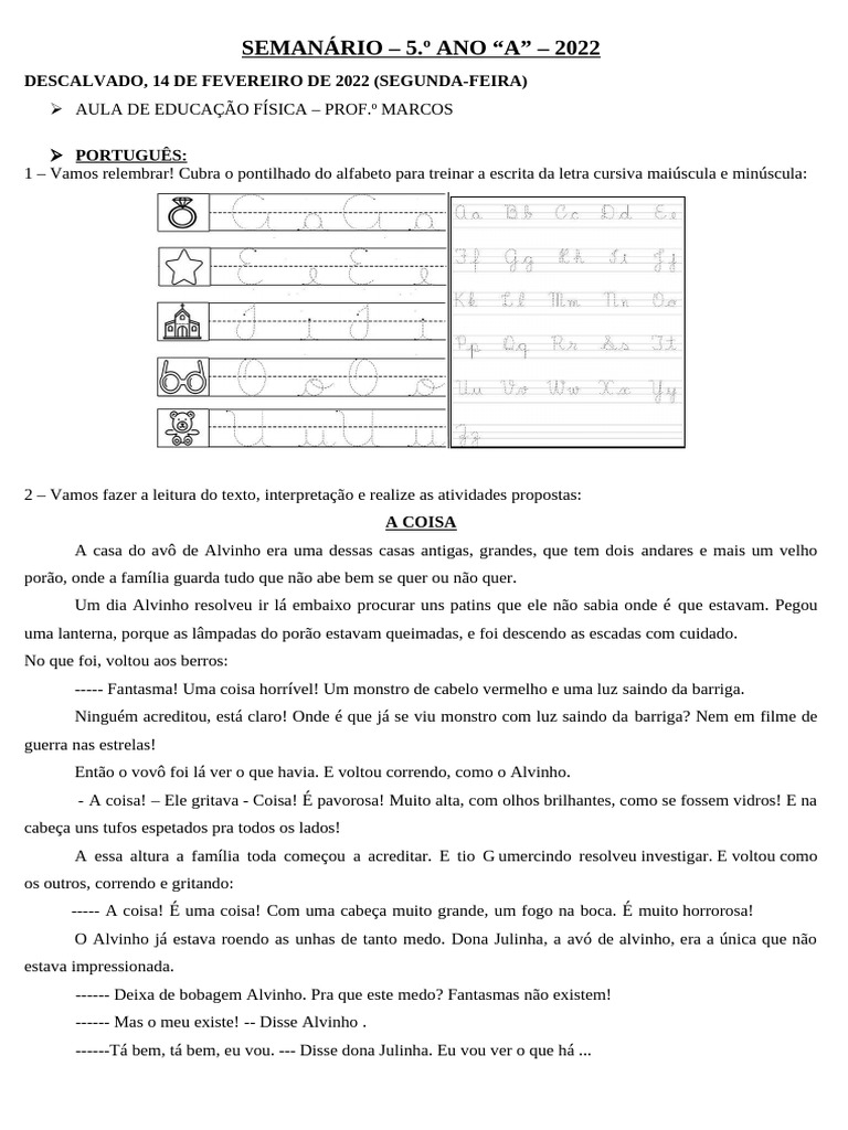 Semana de 14 a 18 de Fev | PDF
