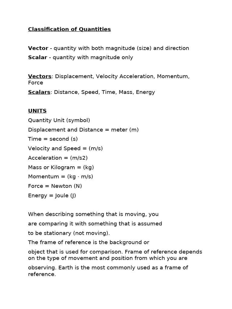 Classification of Quantities | PDF