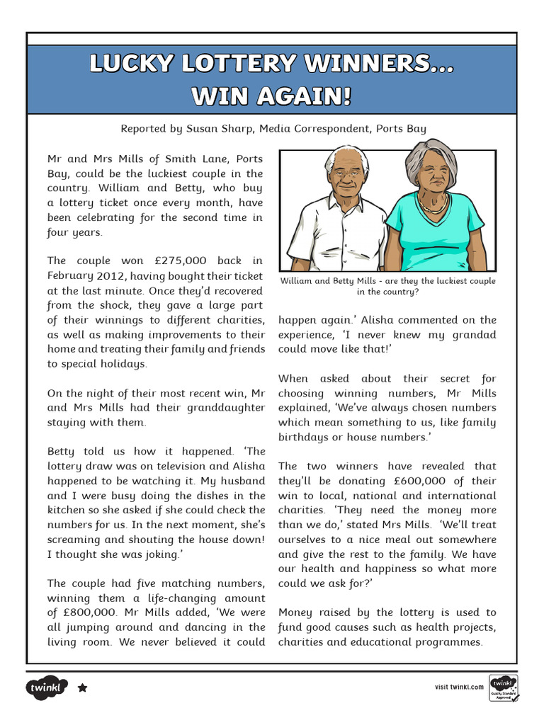 Lottery Win Newspaper Report Non-Chronological Reading Comprehension | PDF