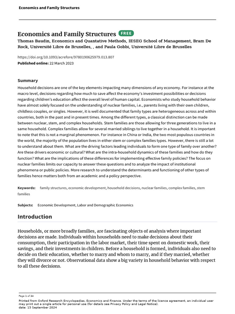 Family Economics | PDF