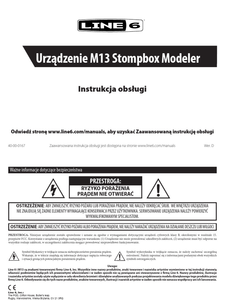 M13 Stompbox Modeler Pilot's Guide - Polish | PDF
