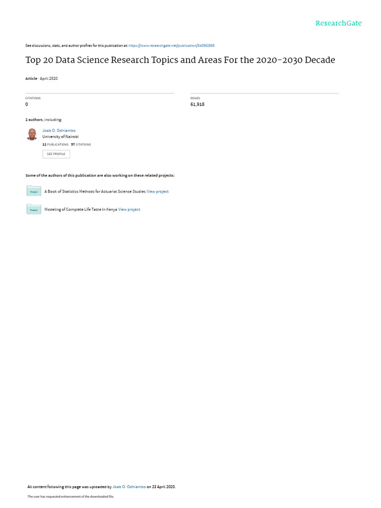 Top 20 Data Science Research Topics and Areas | PDF