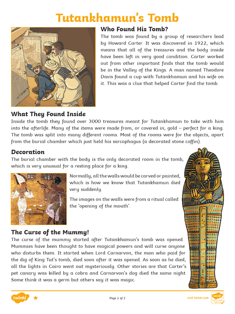 Tutankhamun Differentiated Non-Chronological Reading Comprehension | PDF