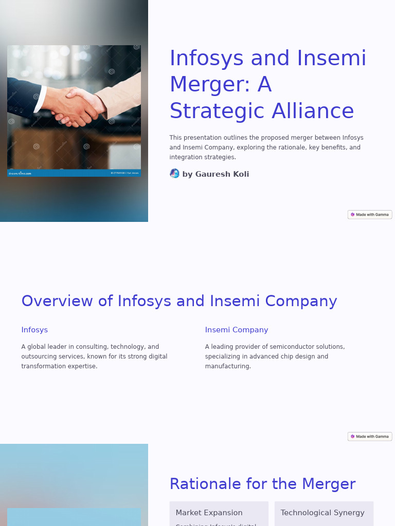 Infosys and Insemi Merger A Strategic Alliance | PDF