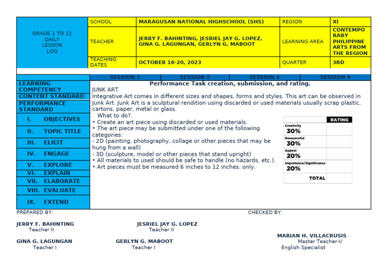 Daily Lesson Log - Cpar - Week 8 | PDF