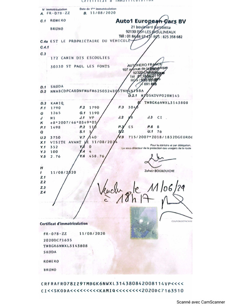 Exemple Carte Grise Barre