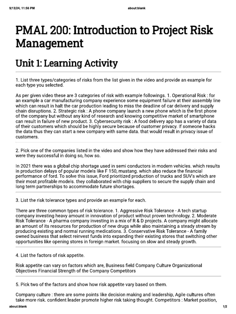 Pmal 200 Unit 1 | PDF